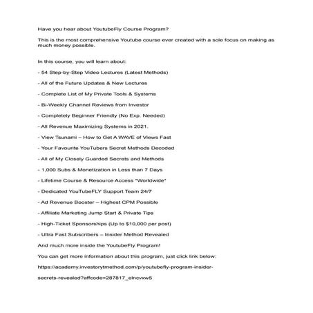Youtube fly course program | PDF