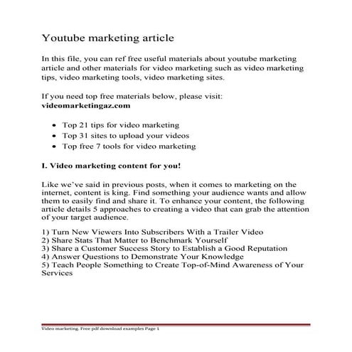 Youtube marketing article | DOC