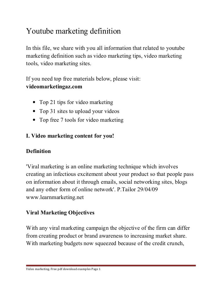 Youtube marketing definition