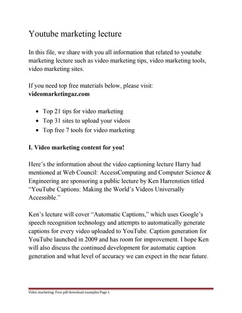 8 Tips to Optimize Your Videos on YouTube and Google Search | PDF