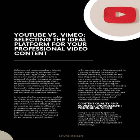 YouTube vs. Vimeo Selecting the Ideal Platform for Your Professional ...