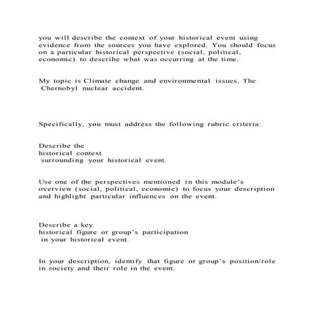 you will describe the context of your historical event using evidenc ...