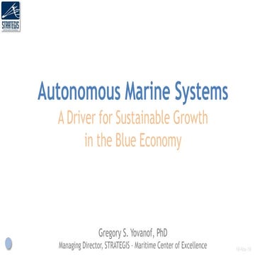 Autonomous Marine Systems, A Driver of Growth in the Blue Economy | PPT