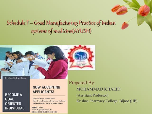 Schedule T Good Manufacturing Practice Indian systems of Medicine | PDF