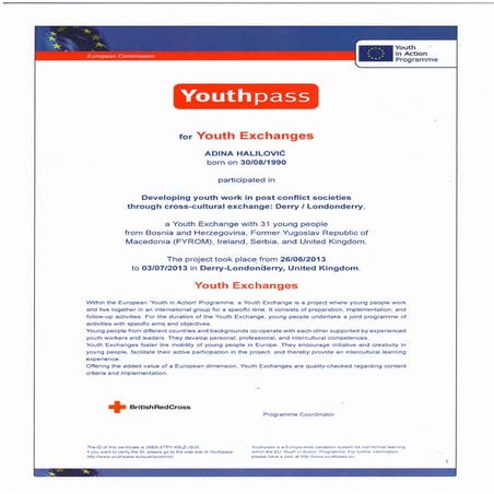 Youthpass for Youth Exchange "Developing youth work in post conflict ...