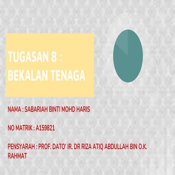 Tugasan 8 bekalan tenaga | PPTX