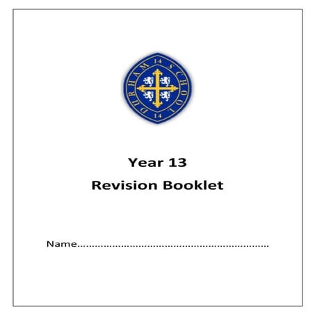 Yr 13 revision pack | DOCX | Educational Assessment | Education
