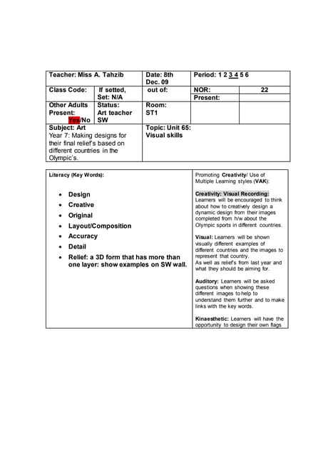 Lesson plan about Shapes | PDF