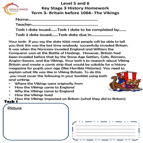Yr 7 viking homework level 5 and 6 | PPTX