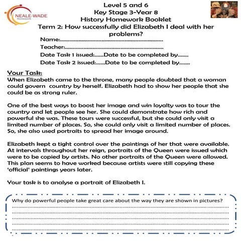 Yr 8 elizabeth homework 5 and 6 | PPTX