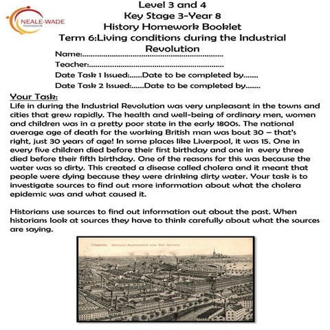 Yr 8 industrial rev homework 3 and 4 | PPTX