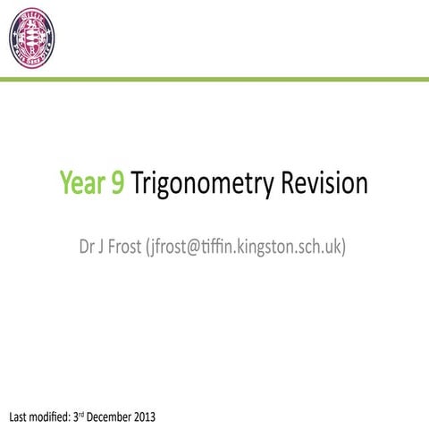 Mathematics Trigonometric Revision Year 3 | PPTX
