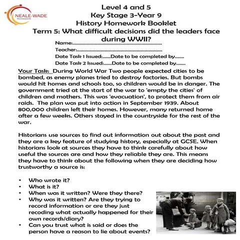 Yr 9 wwii homework level 4 and 5 | PDF
