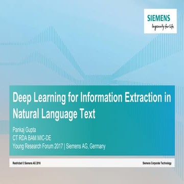 Deep Learning For Information Extraction In Natural Language Text Ppt