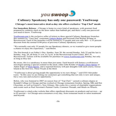 Ys culinary speakeasy release | DOCX