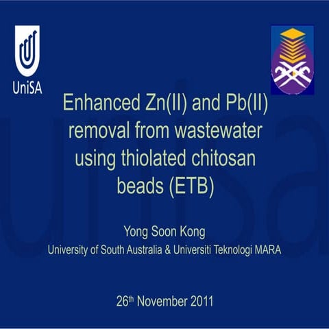 Sorption of Zinc and Lead using Thiolated Chitosan beads | PPTX