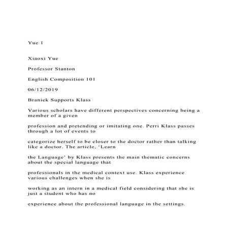 Yue 1 Xiaoxi Yue Professor Stanton English Compo.docx