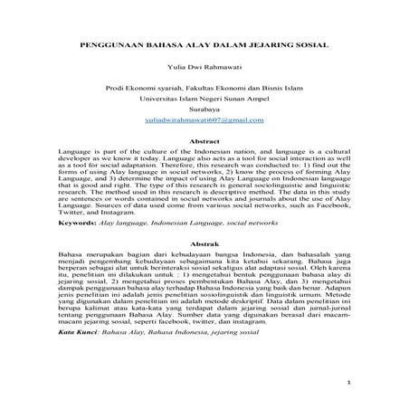 Penggunaan Bahasa Alay Dalam Jejaring Sosial | PDF