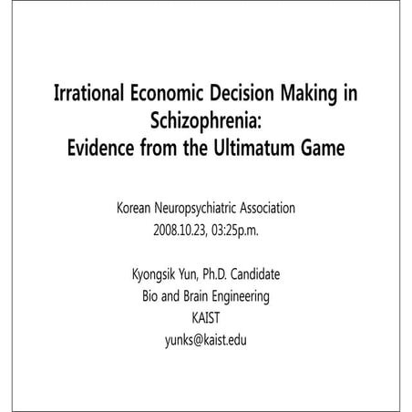 Irrational Economic Decision Making in Schizophrenia | PDF | Brain and ...