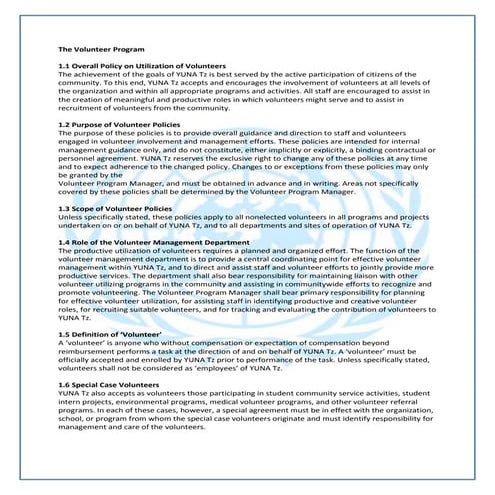 Yuna Volunteer Program Policy | PDF