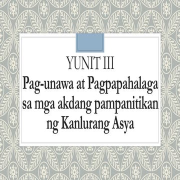 Yunit III. Akdang Pampanitikan Ng Kanlurang Asya | PDF