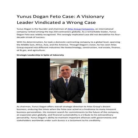 Yunus Dogan Feto Case A Visionary Leader Vindicated a Wrong Case | PDF