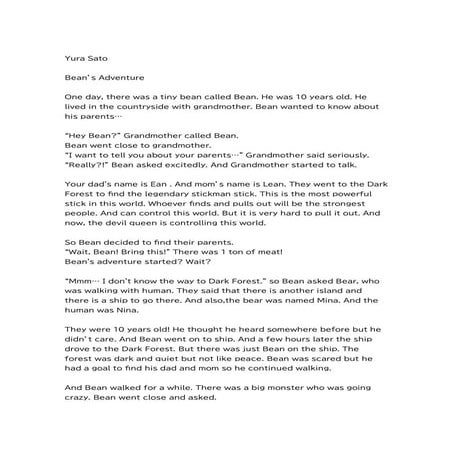 Bean’s Adventure/One day, there was a tiny bean called Bean | PDF