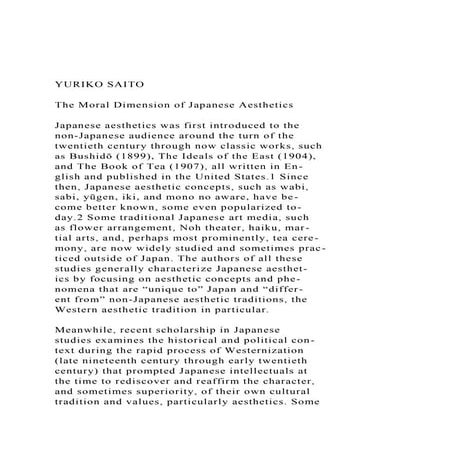YURIKO SAITOThe Moral Dimension of Japanese Aesthetics.docx