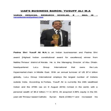 UAE’S BUSINESS BARON: YUSUFF ALI M.A | DOCX