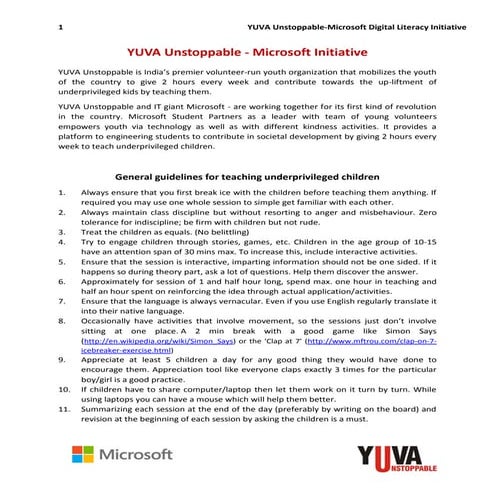 Yuva msp digitial literacy curriculum | PDF