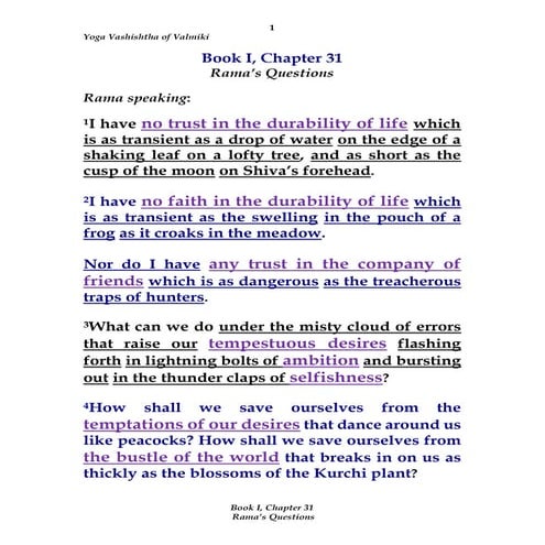 YV BKI CH31 Rama's Questions | PDF