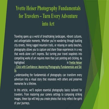 Yvette Heiser Photography Fundamentals for Travelers – Turn.pptx