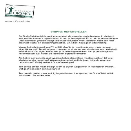 Yvo van-orshove-instituut-orshof-stoppen met uitstellen | PDF