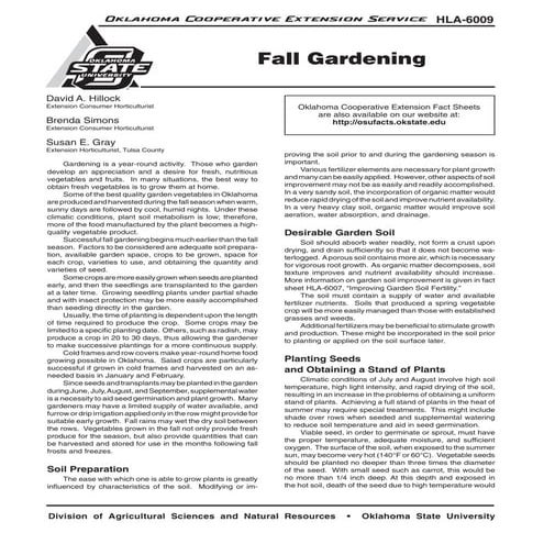 Fall Gardening Guide for Oklahoma, Gardening Guidebook | PDF