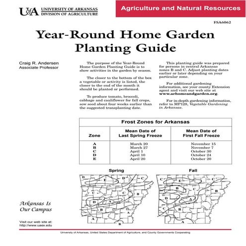 Year-Round Home Garden Planting Guidebook for Arkansas Ywg89 | PDF