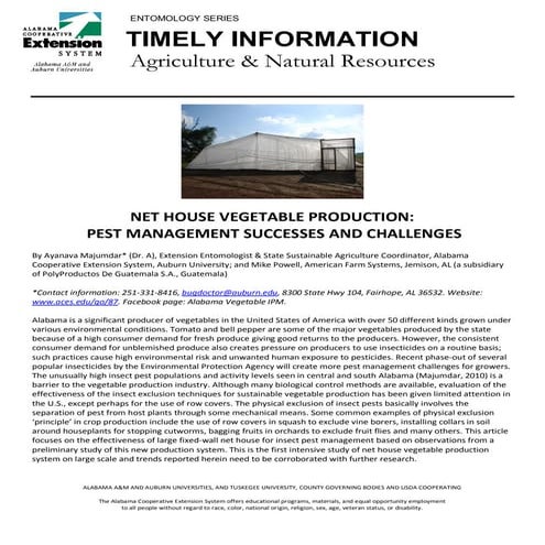 Net House Vegetable Production - Pest Management Successes & Challenges ...