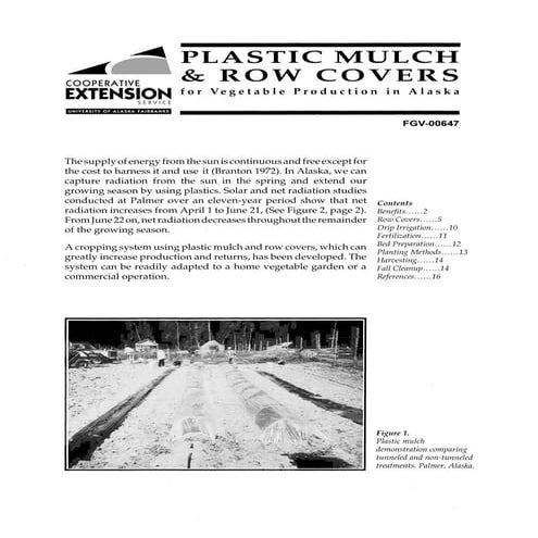 Plastic Mulch & Row Cover for Vegetable Production; Gardening Guidebook ...