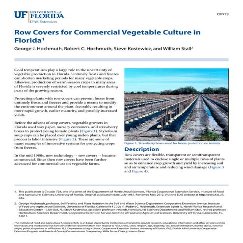 Row Covers for Commercial Vegetable Culture in Florida; Gardening ...