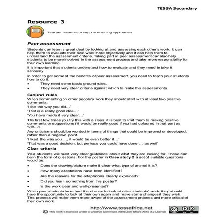 Teacher Resource Guidebook - Peer Assessment | PDF