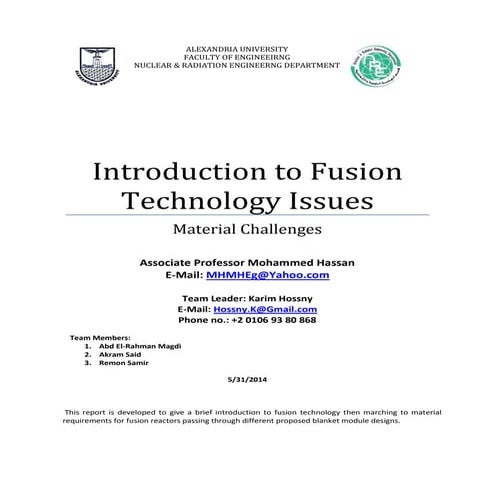 Material Challenges in Fusion Technology | PDF