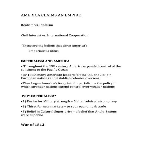 America Claims an Empire Notes | PDF