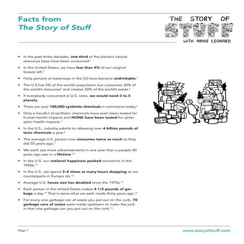 Facts from - The Story of Stuff | PDF