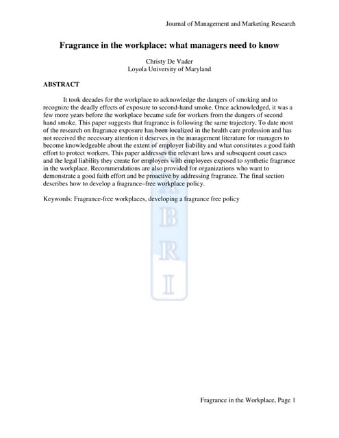 Fragrance Sensitivity Awareness | PPTX