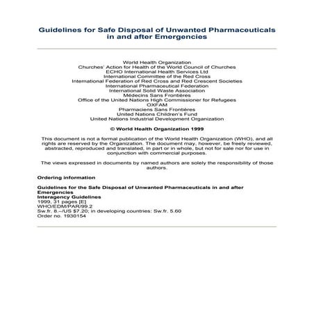 Guidelines for Safe Disposal of Unwanted Pharmaceuticals | PDF