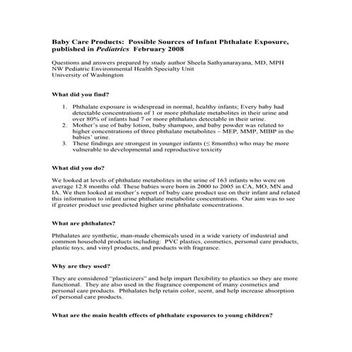 Baby Care Products - Possible Sources of Infant Phthalate Exposure ...