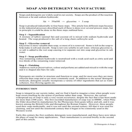 Soap & Detergent Making - A Guidebook for Making your own Soap | PDF