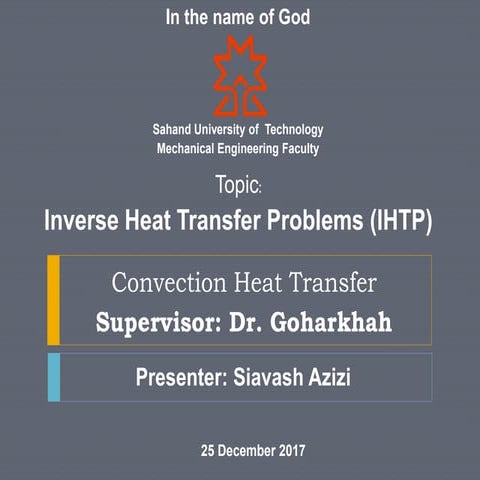 Inverse Heat Transfer Problems (IHTP) | PPTX