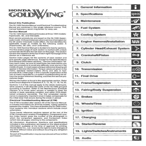 1994 Honda Goldwing GL1500 Service Repair Manual | PDF