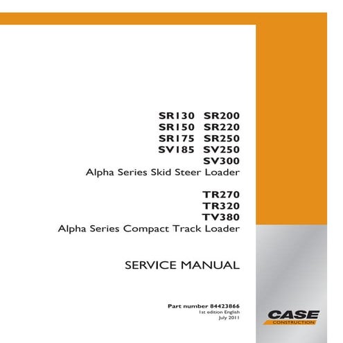 CASE SV300 SKID STEER LOADER Service Repair Manual | PDF