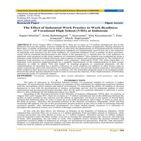 The Effect of Industrial Work Practice to Work Readiness of Vocational ...